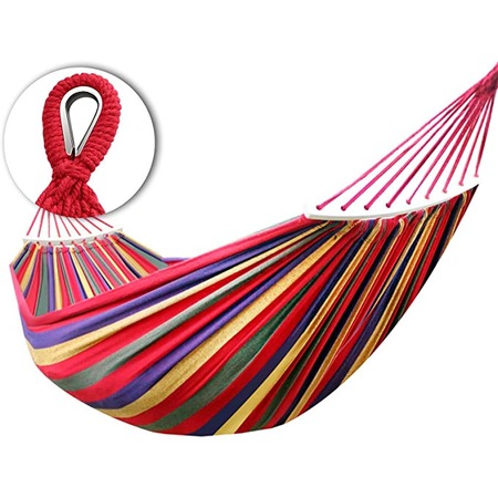 Hamac portabil de gradina, Bumbac/Poliester, 200kg, Multicolor - eMAG.ro