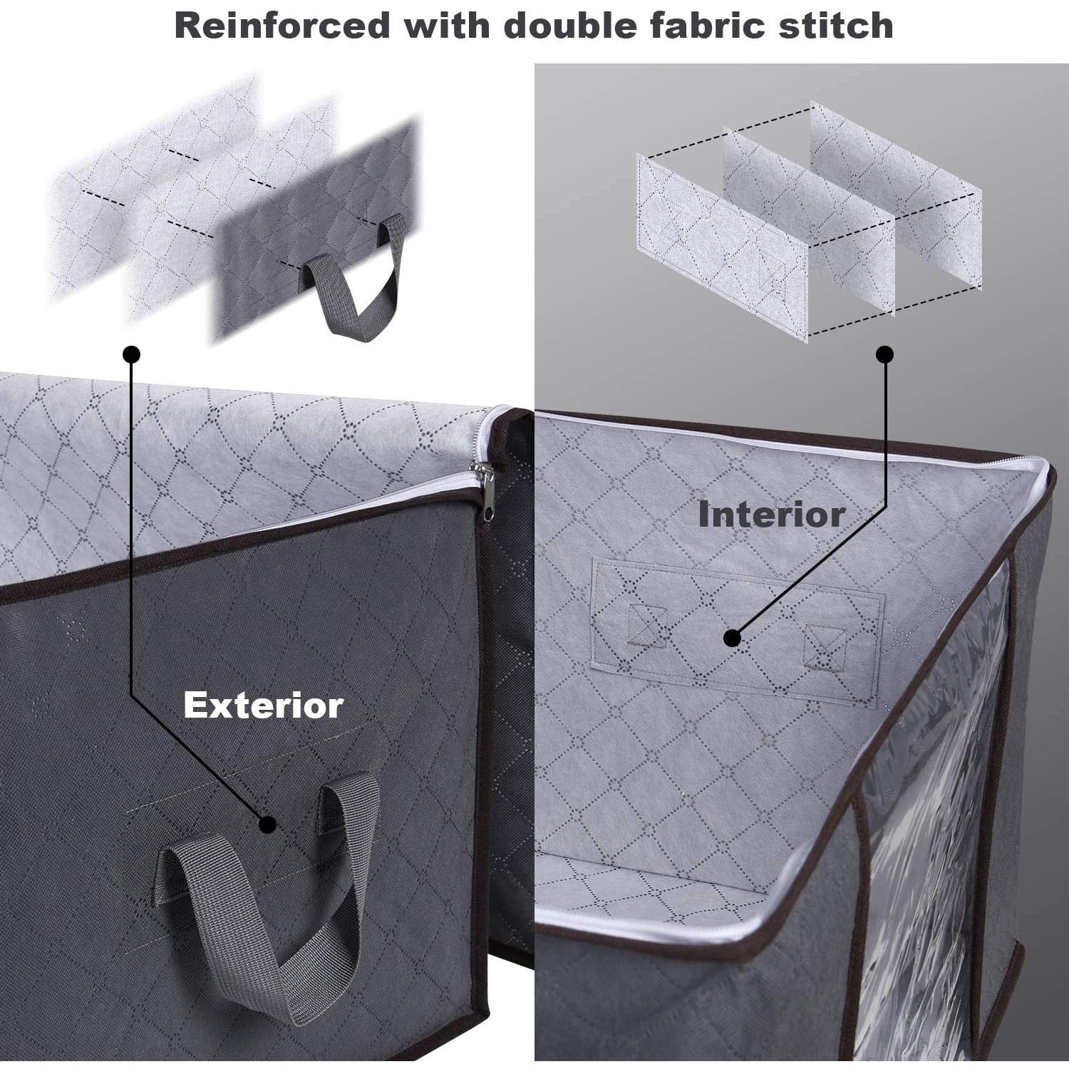 Set 3 genti depozitare pentru haine, 60x40x35 cm, 84 l, Gri - eMAG.ro