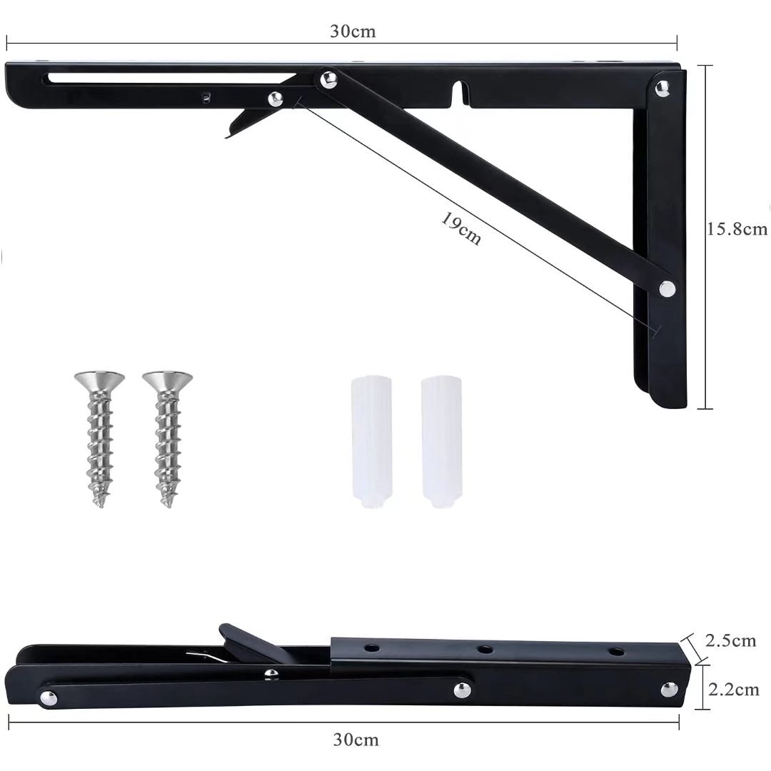 Suporturi raft, Otel, Pliabile, 300 mm, Capacitate 60 Kg, 2 bucati ...