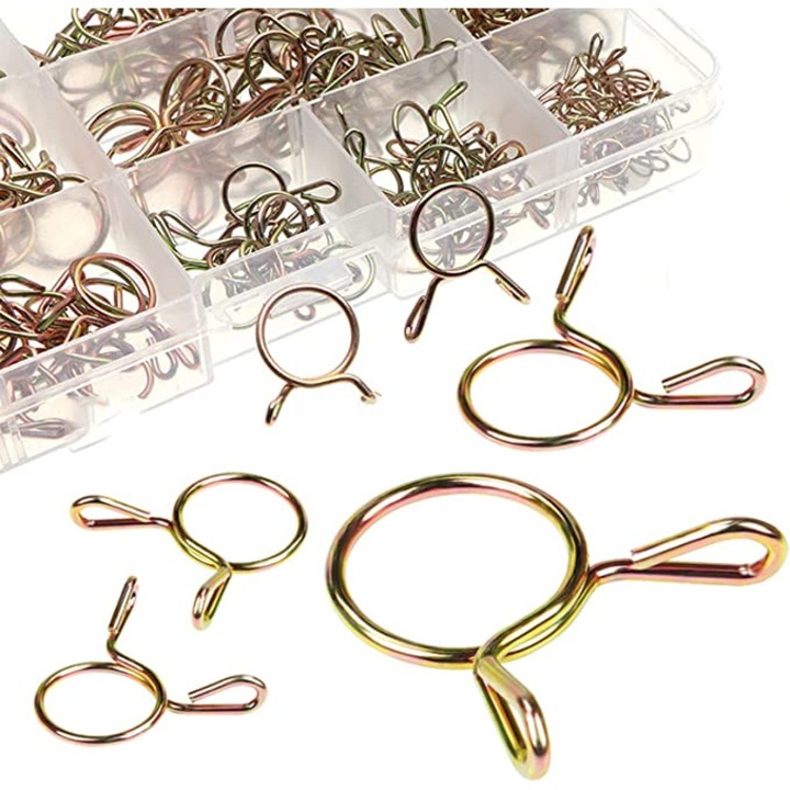 Set 250 cleme cu arc pentru furtun, M5-M14, Otel, Auriu - eMAG.ro