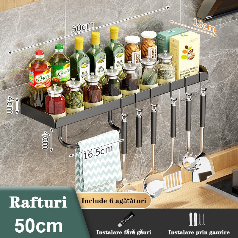Raft pentru condimente BYONDSELF®, cu 6 carlige detasabile si suport ...