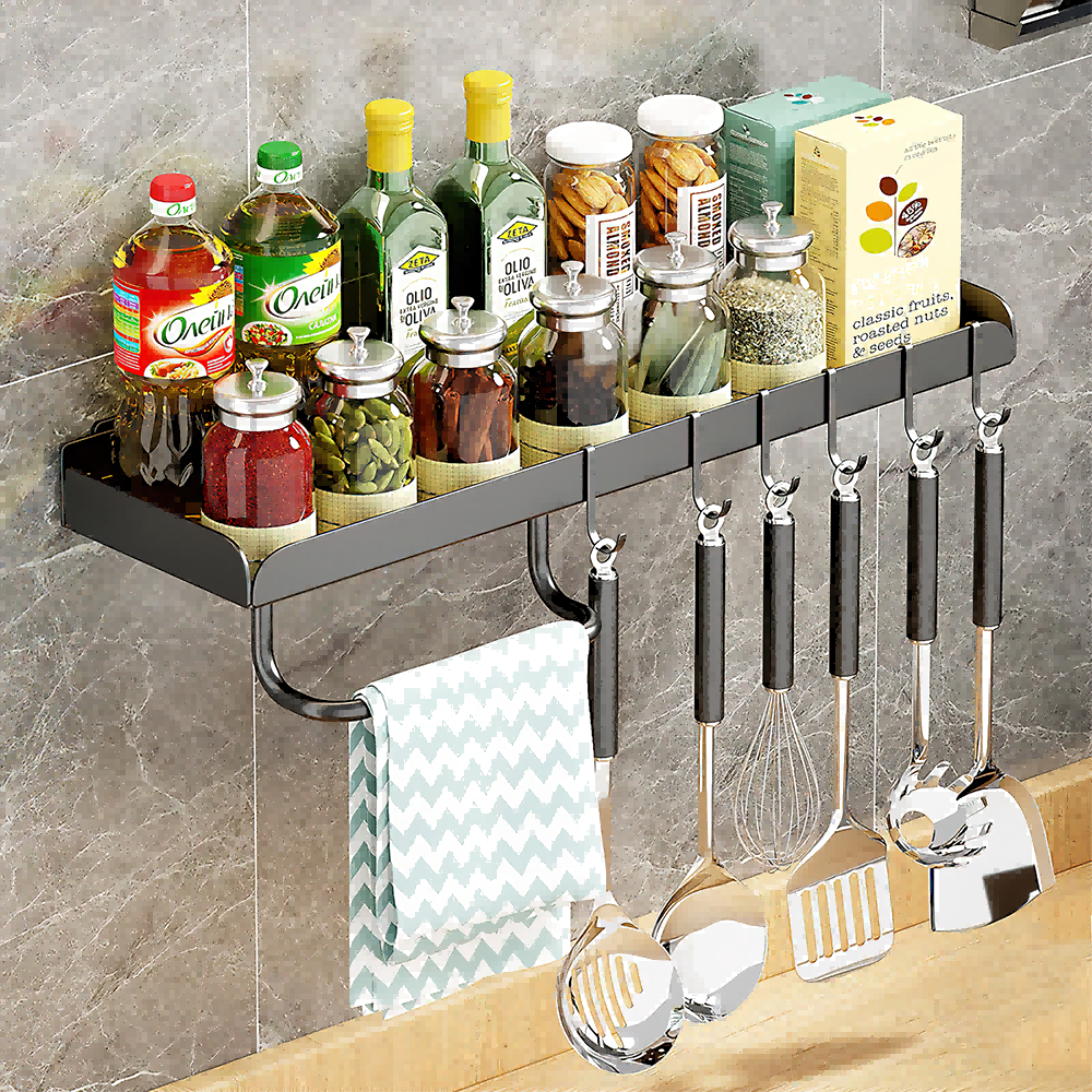 Raft pentru condimente BYONDSELF®, cu 6 carlige detasabile si suport ...