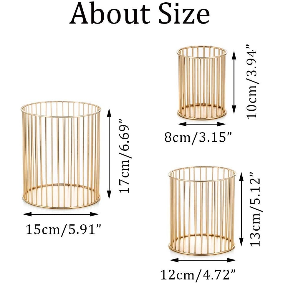 Set de 3 suporturi pentru lumanari, Metal, Auriu - eMAG.ro