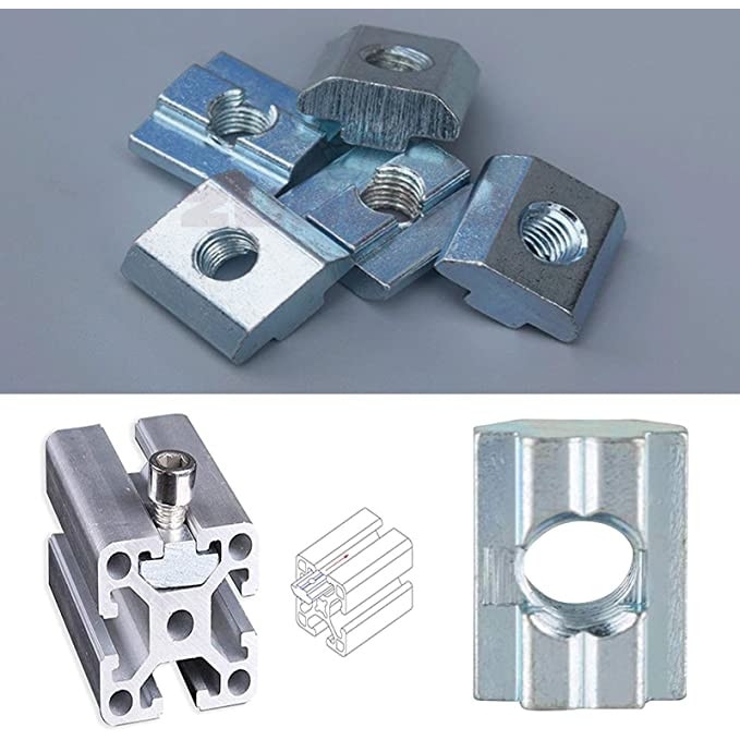 Set 20 piulite patrate glisante M8, Otel, 19.5 x 19.5 x 9.5 x 8 mm ...