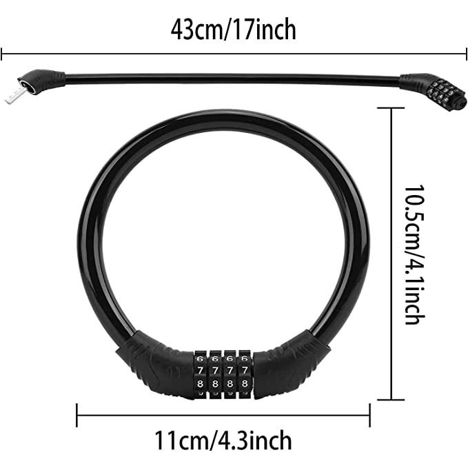 Mini lacat portabil pentru bicicleta, Otel/Aliaj de zinc/PVC, Cu cifru ...