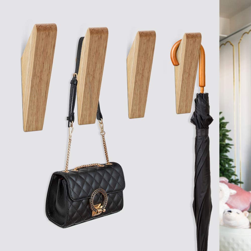 Set 4 cuiere + suruburi, Lemn, 13 x 4 x 2 cm, Natural - eMAG.ro