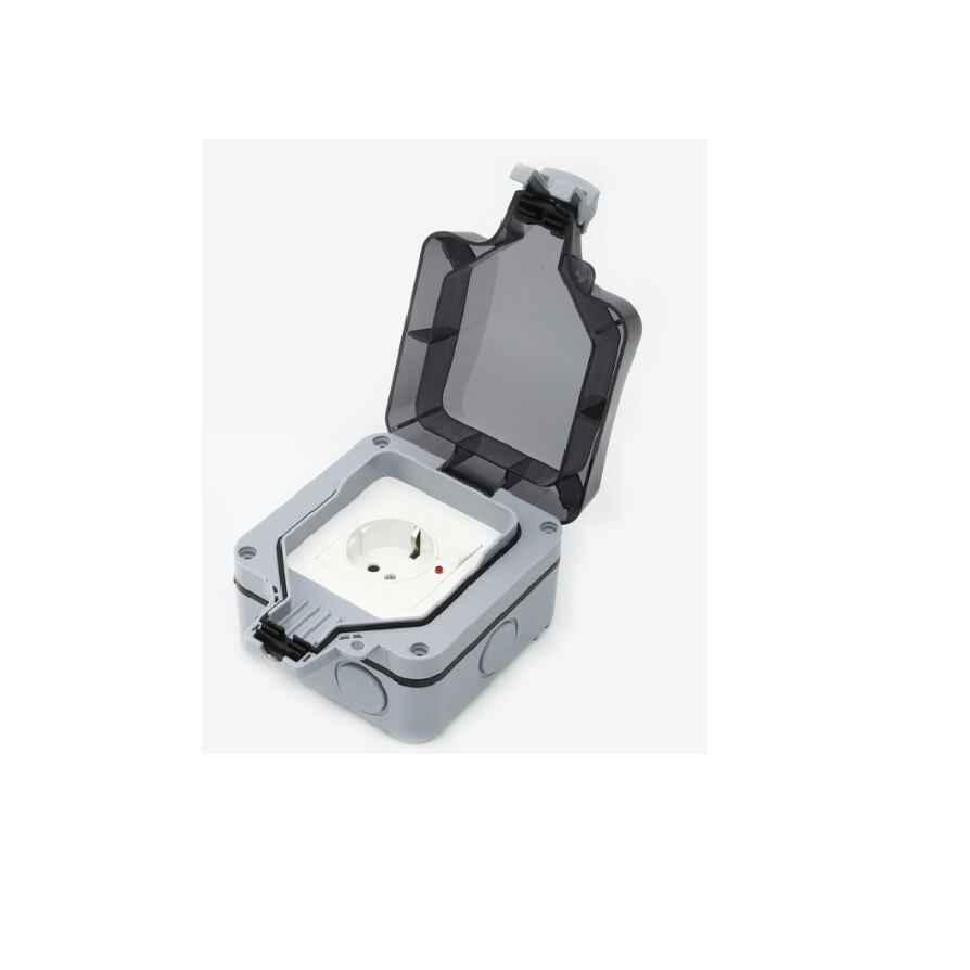 Priza impermeabila, ABS, Gri/Alb, 110*110*81mm - eMAG.ro