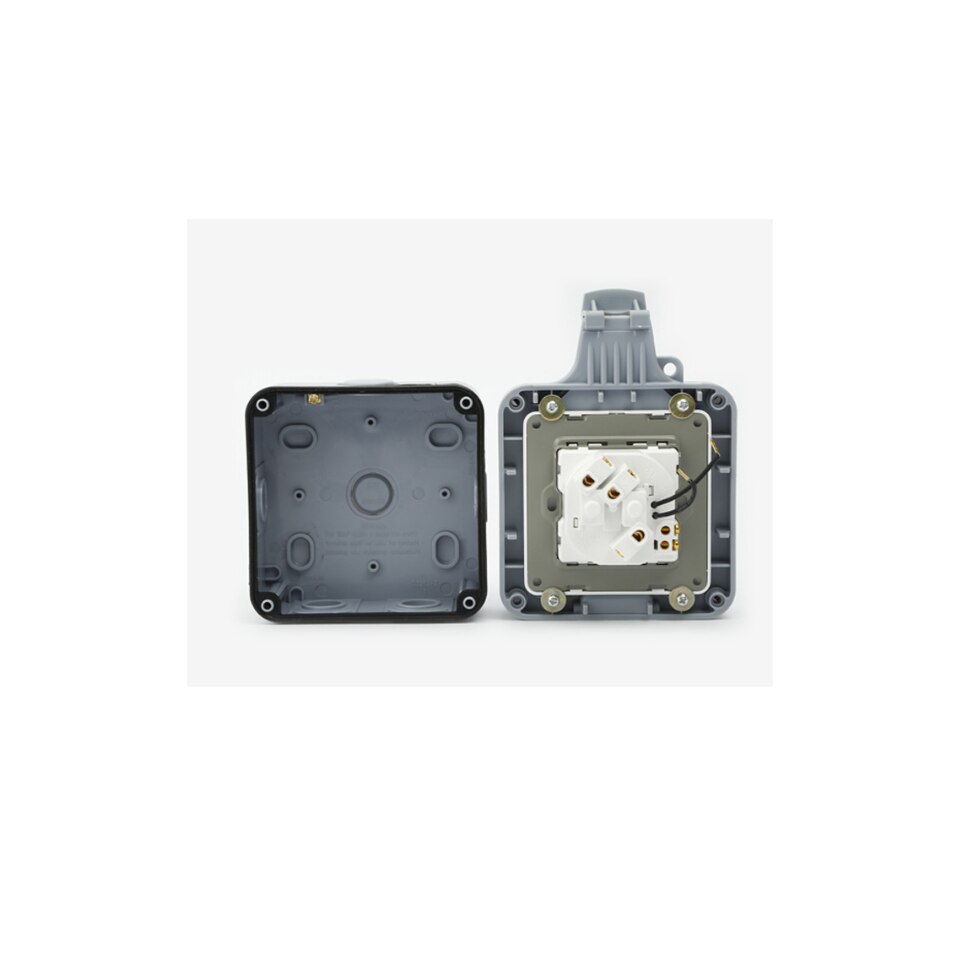 Priza impermeabila, ABS, Gri/Alb, 110*110*81mm - eMAG.ro