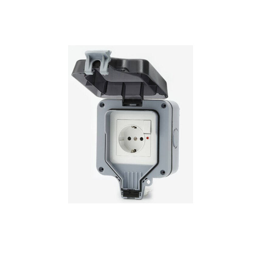 Priza impermeabila, ABS, Gri/Alb, 110*110*81mm - eMAG.ro