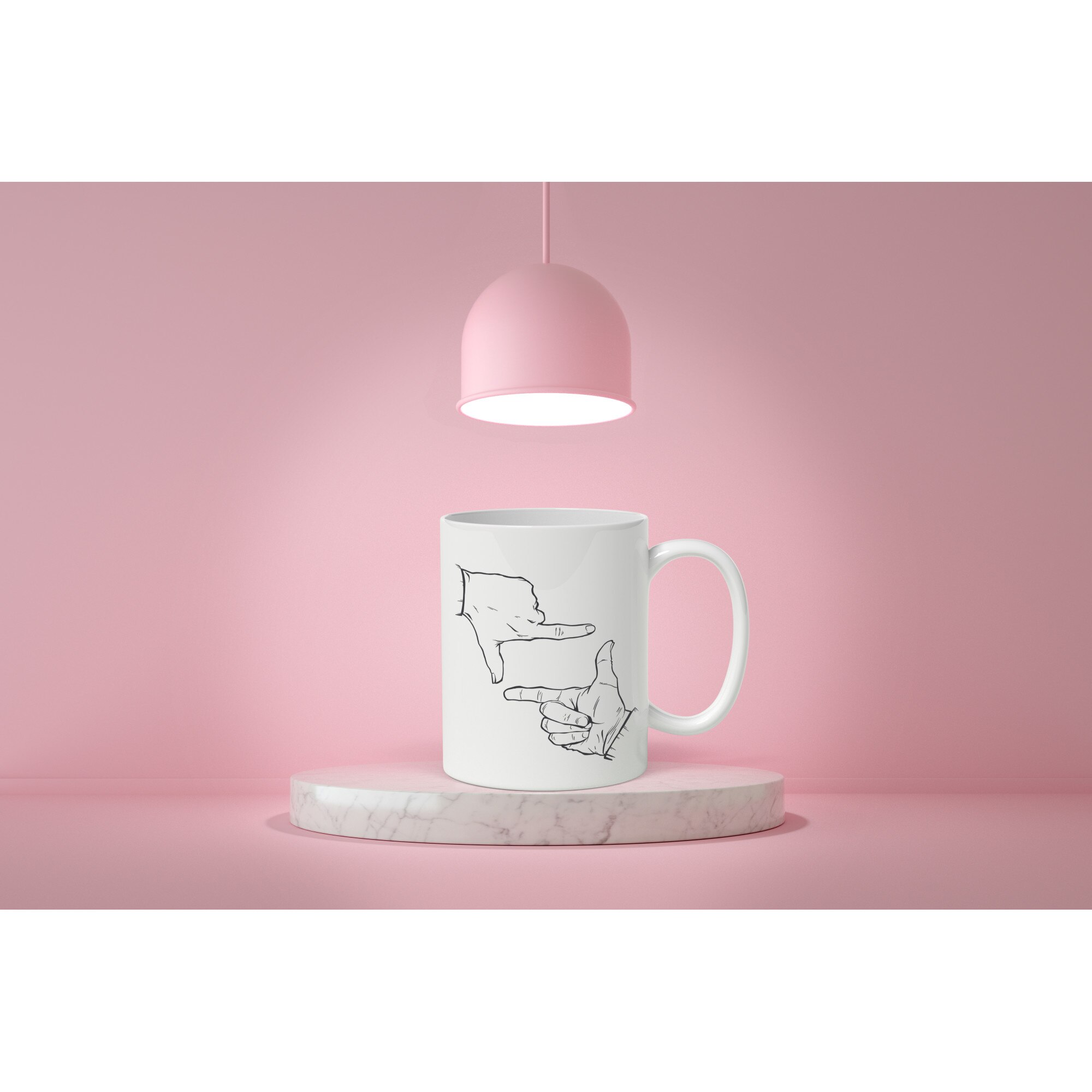 Cana Personalizata Cu Doua Maini Facand Un Dreptughi, Priveste, Semne ...