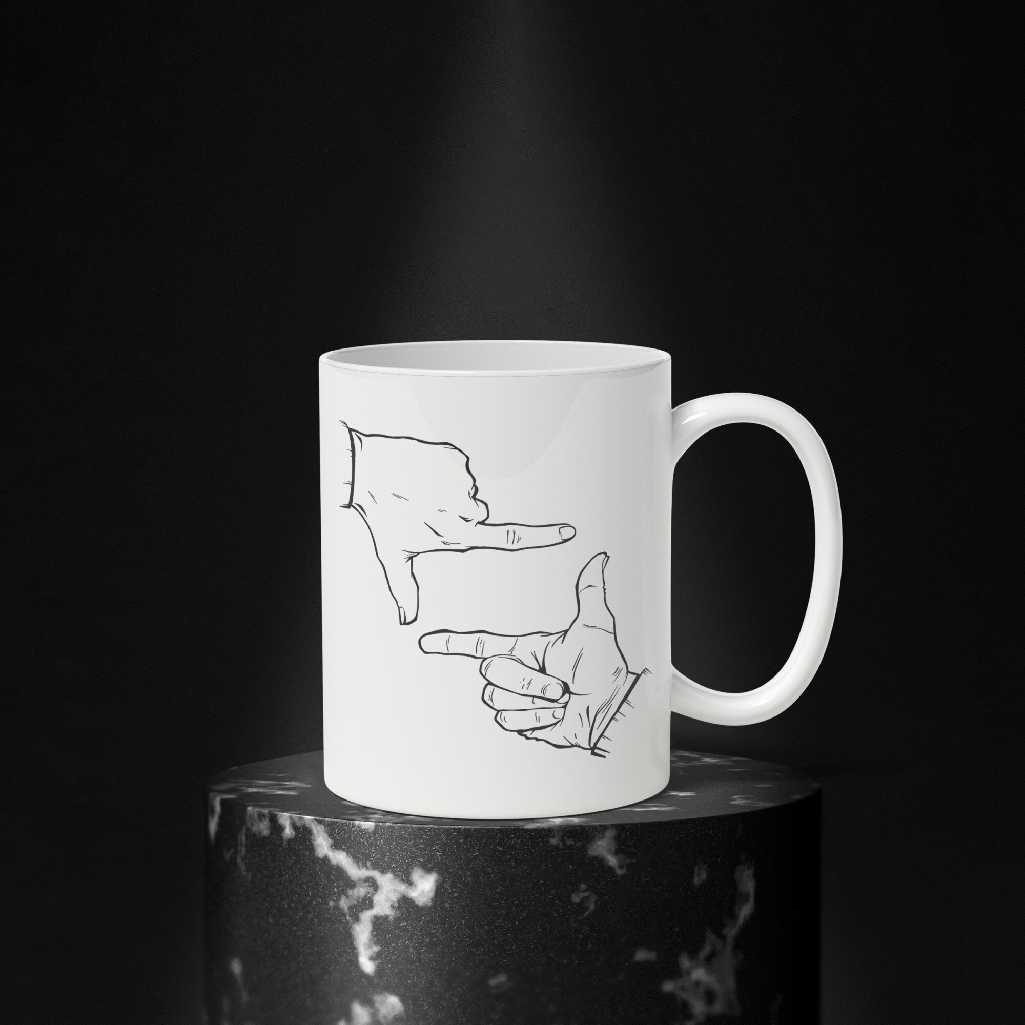 Cana Personalizata Cu Doua Maini Facand Un Dreptughi, Priveste, Semne ...