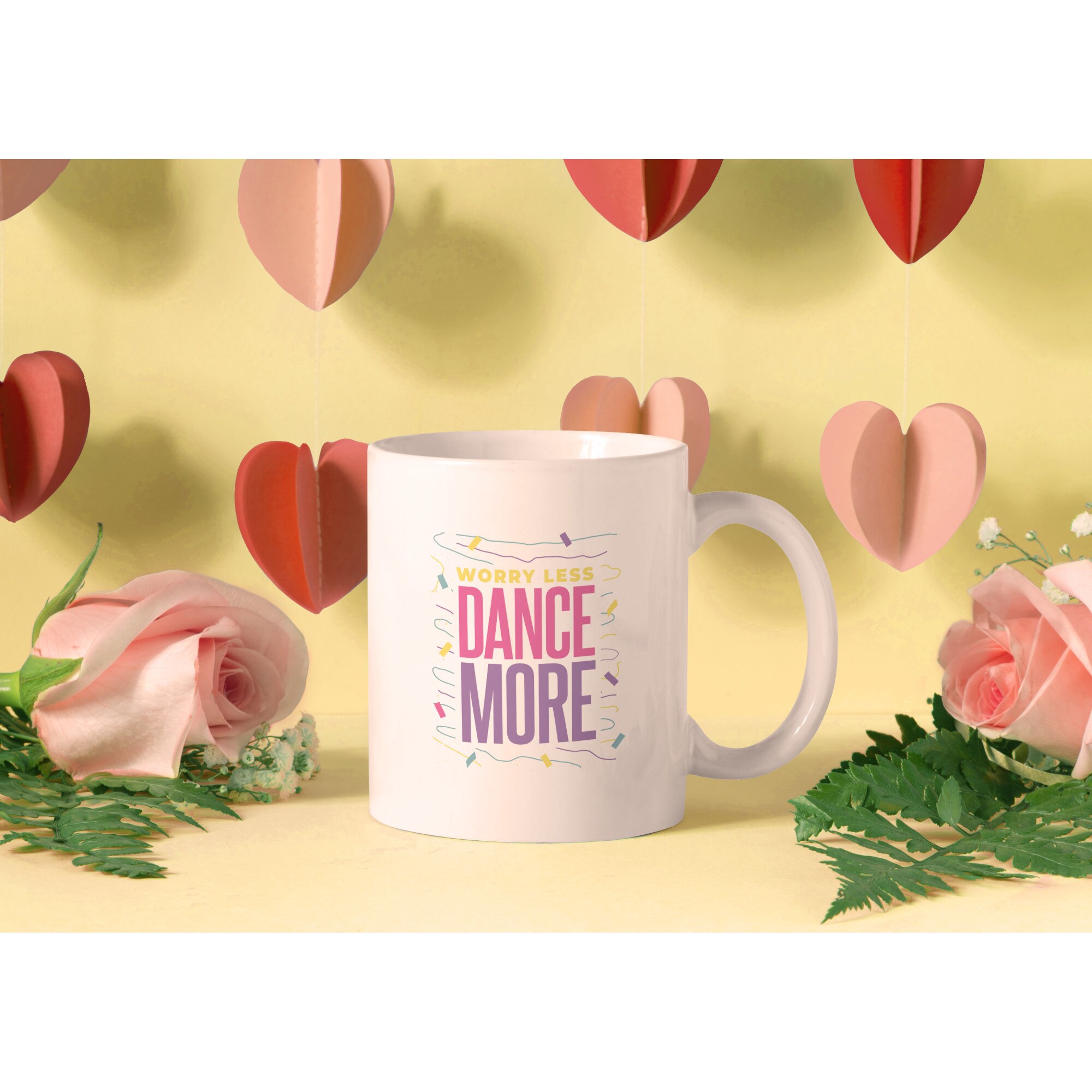 Cana Cu Mesaj Colorat Motivational Worry Less Dance More, Dans, Stare ...