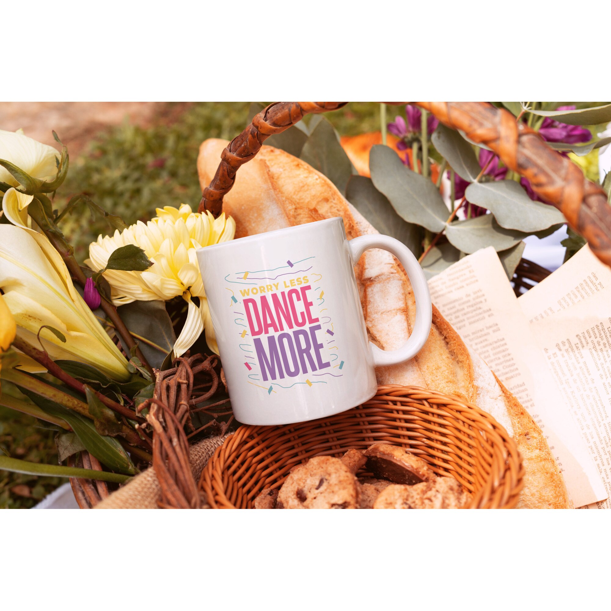 Cana Cu Mesaj Colorat Motivational Worry Less Dance More, Dans, Stare ...