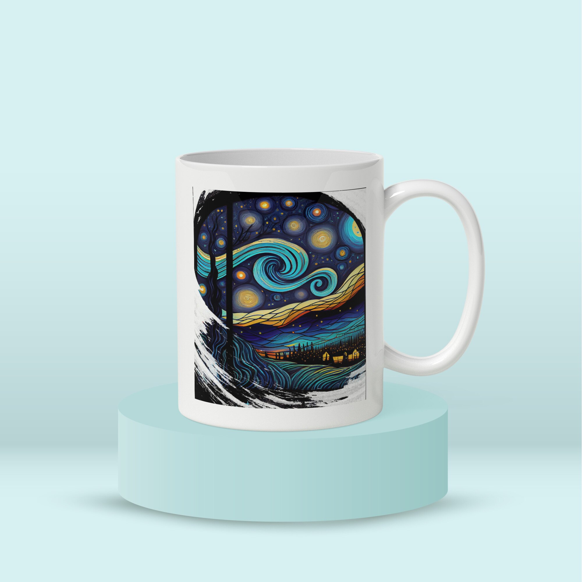 Cana Cu Pictura Stil Noapte instelata, Vincent Van Gogh, Cer Albastru ...