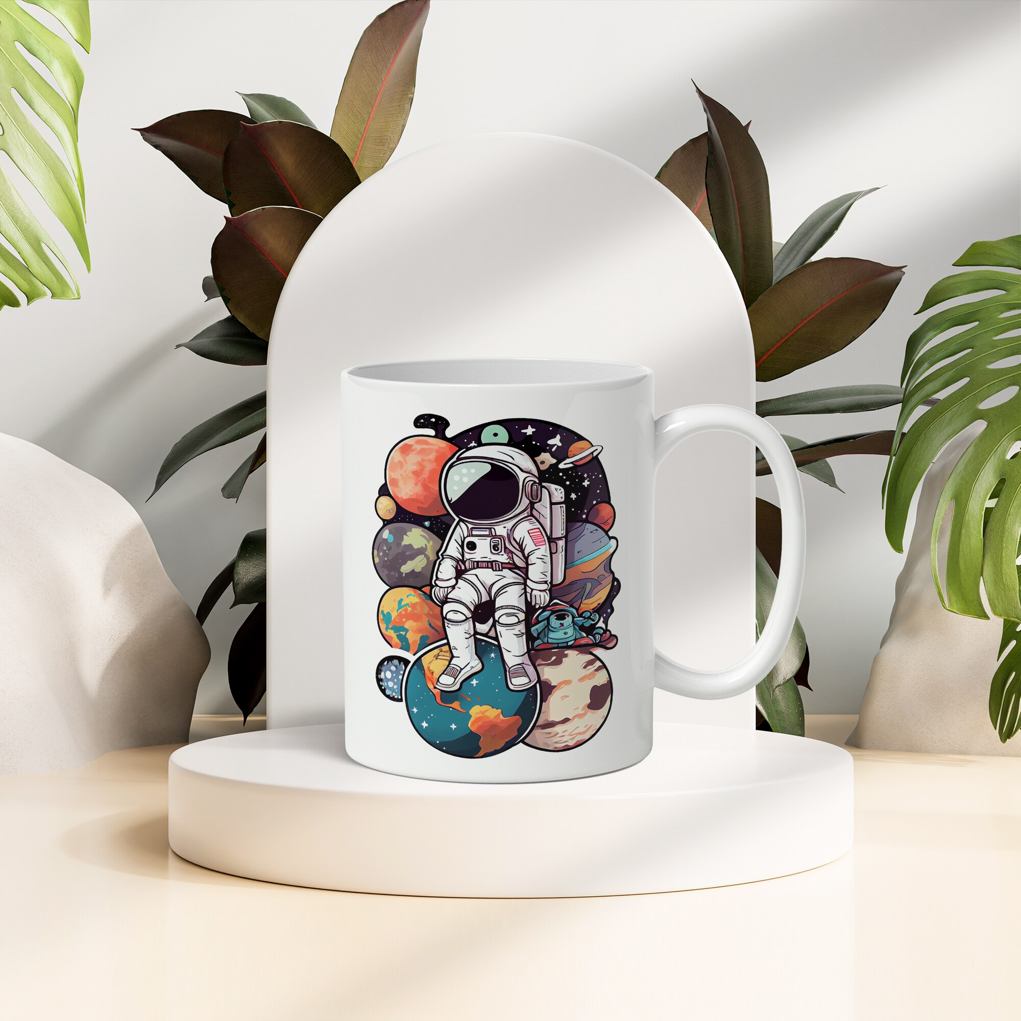 Cana Cu Astronaut Stand Pe Planete, Desene Animate, Astronomie, Cer ...