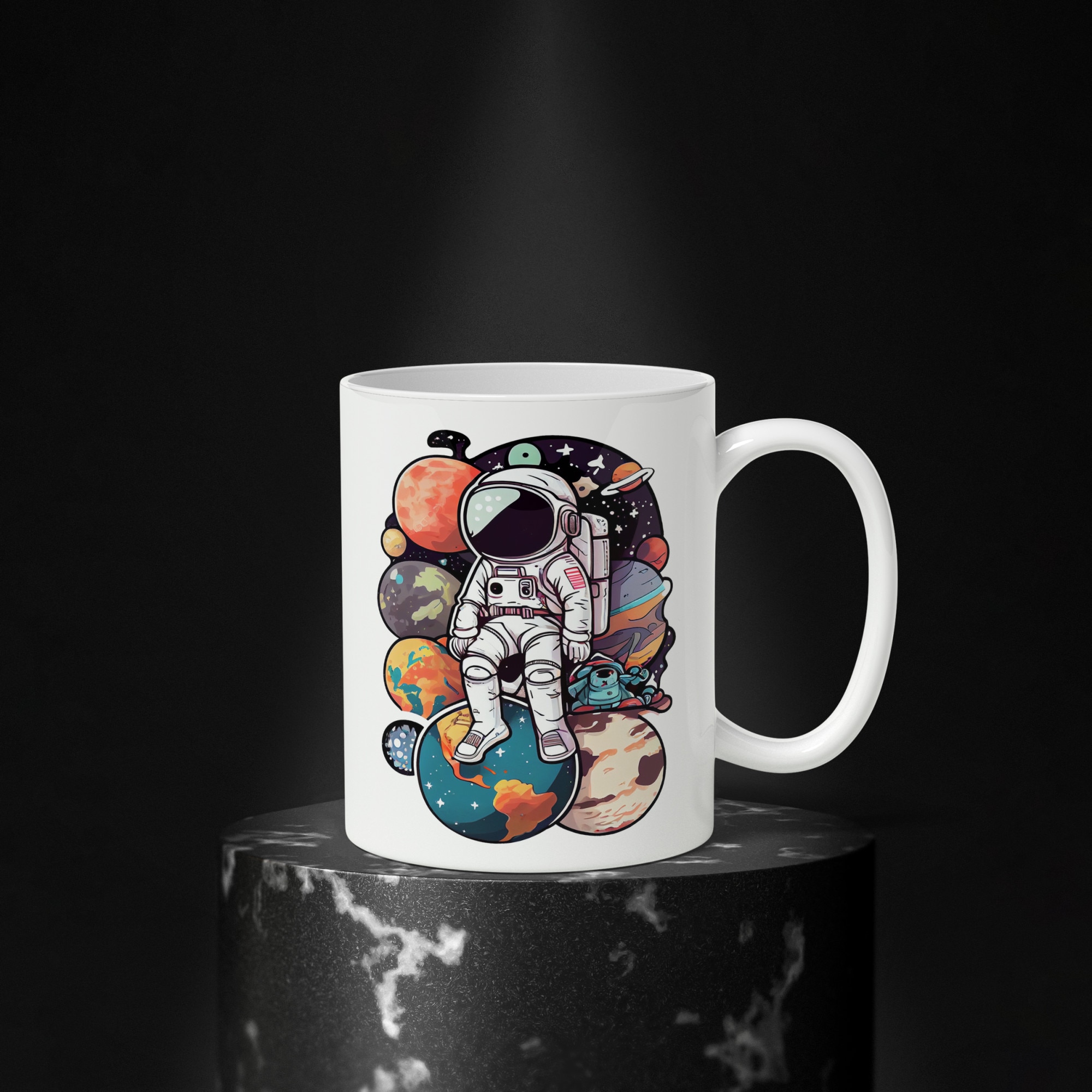 Cana Cu Astronaut Stand Pe Planete, Desene Animate, Astronomie, Cer ...