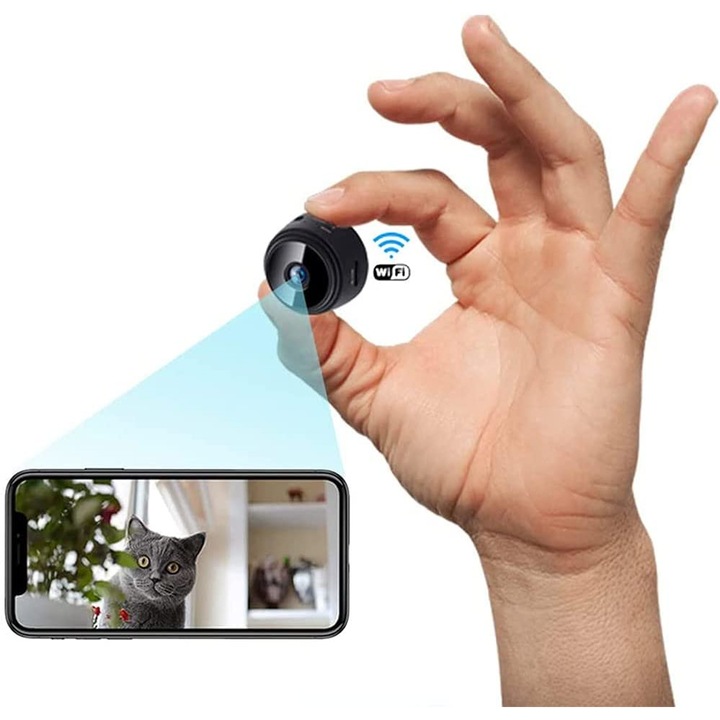 Mini camera Wi-Fi pentru supraveghere, Full HD, Incarcare USB, 1080P ...