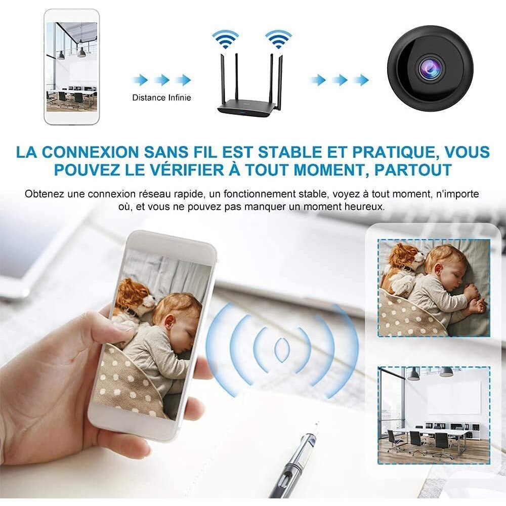 Mini camera Wi-Fi pentru supraveghere, Full HD, Incarcare USB, 1080P ...