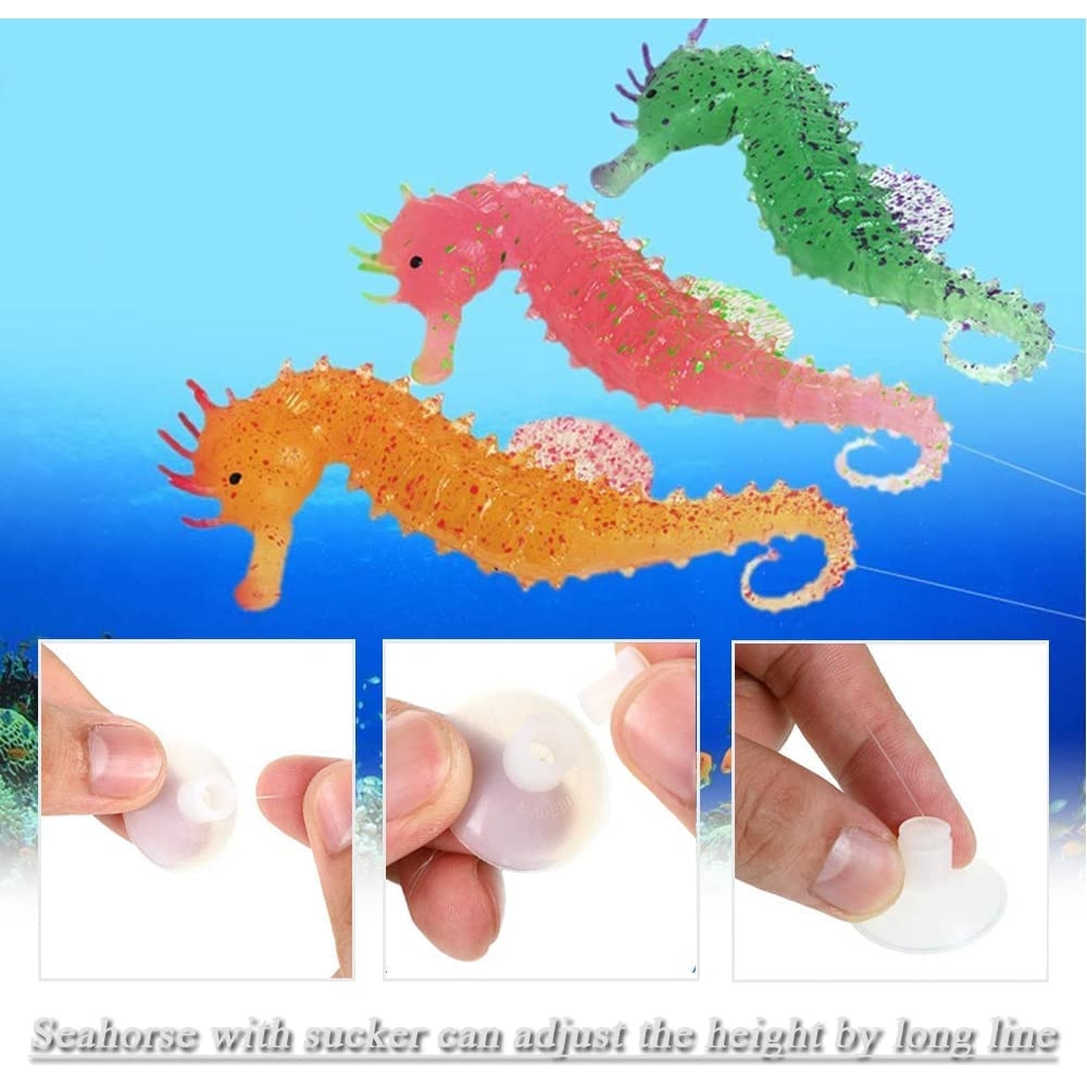 Set 3 caluti de mare decorativi acvariu, Silicon, 10x4 cm, Rosu/Verde ...