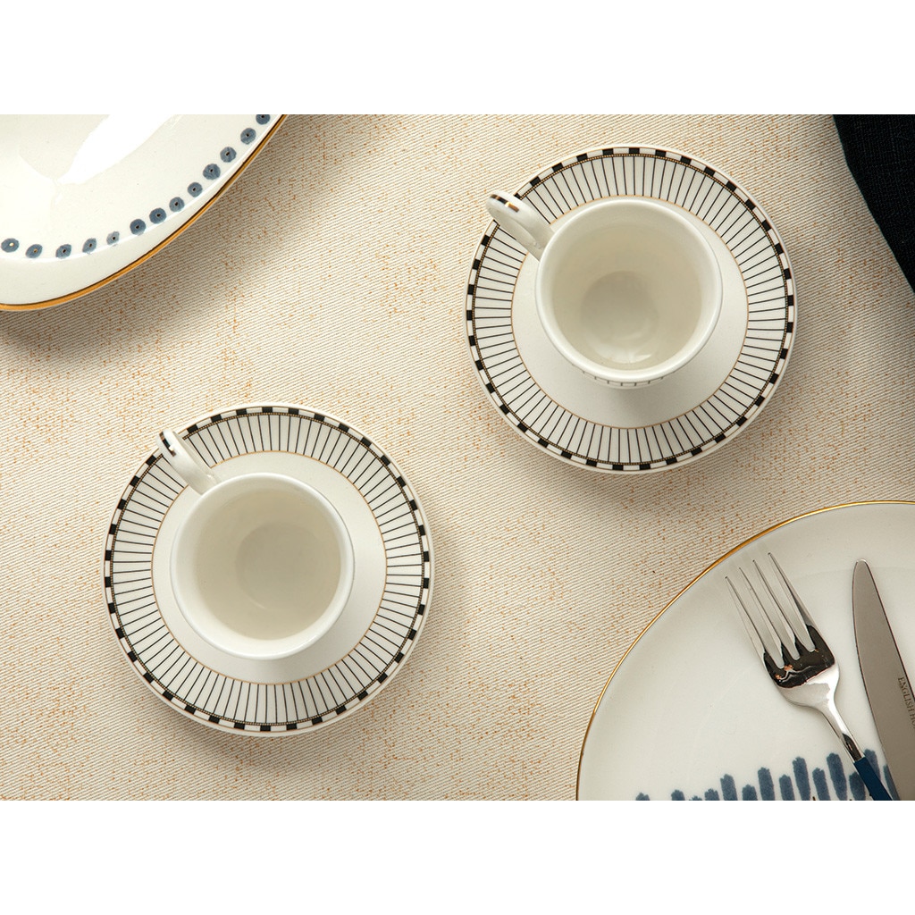 Set 2 cescute de cafea, English Home, portelan, 4 piese,100 ml, alb ...