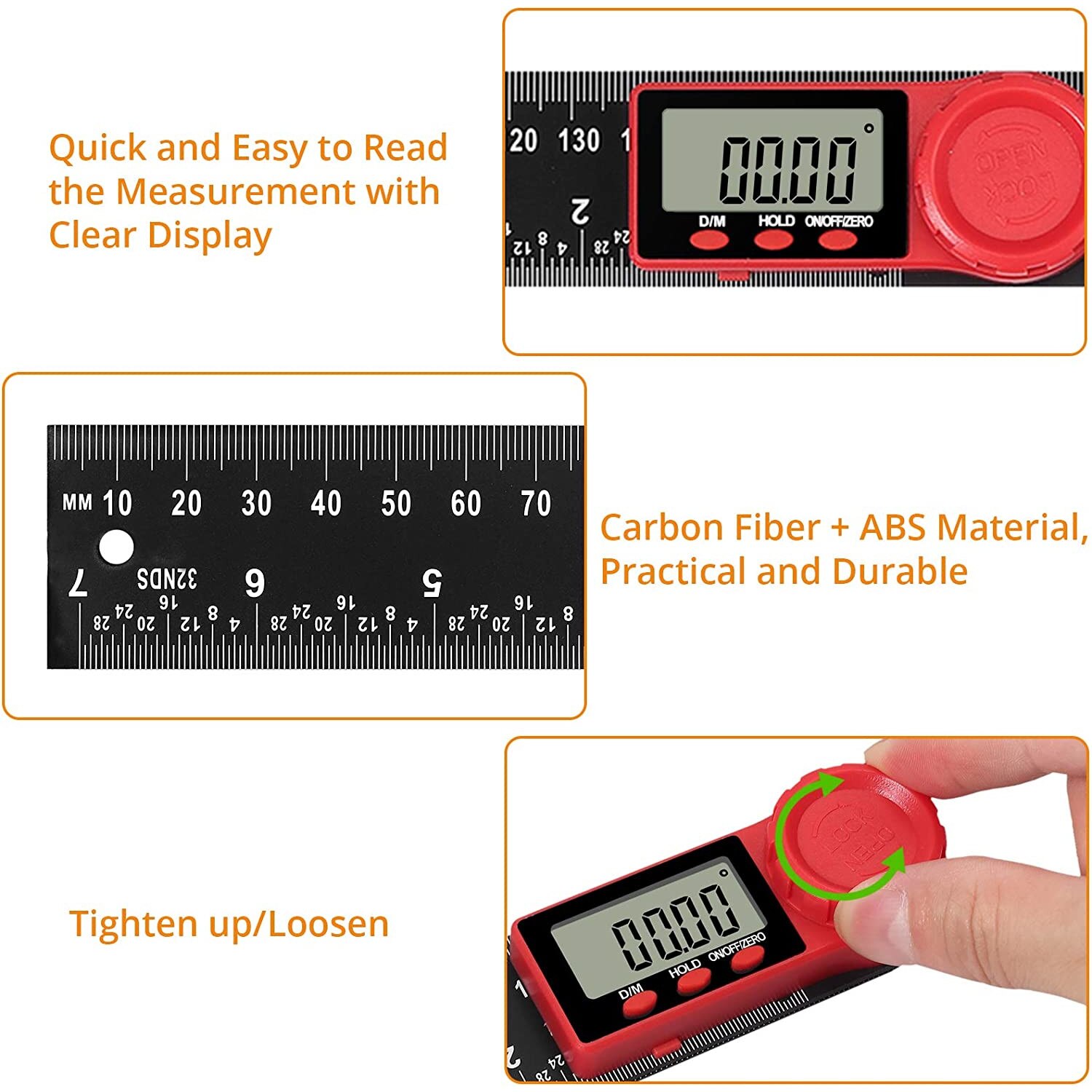 Raportor digital, Fibra de sticla, Negru/Rosu - eMAG.ro