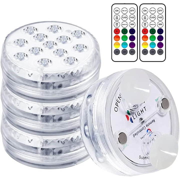 Lampa LED RGB plutitoare, ABS, IP68, 4 buc, Alb - eMAG.ro