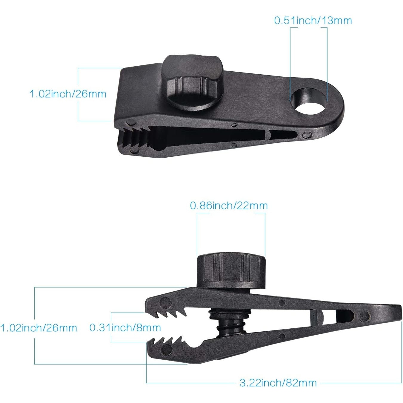 Set 10 cleme prindere cort, Plastic, Negru - eMAG.ro