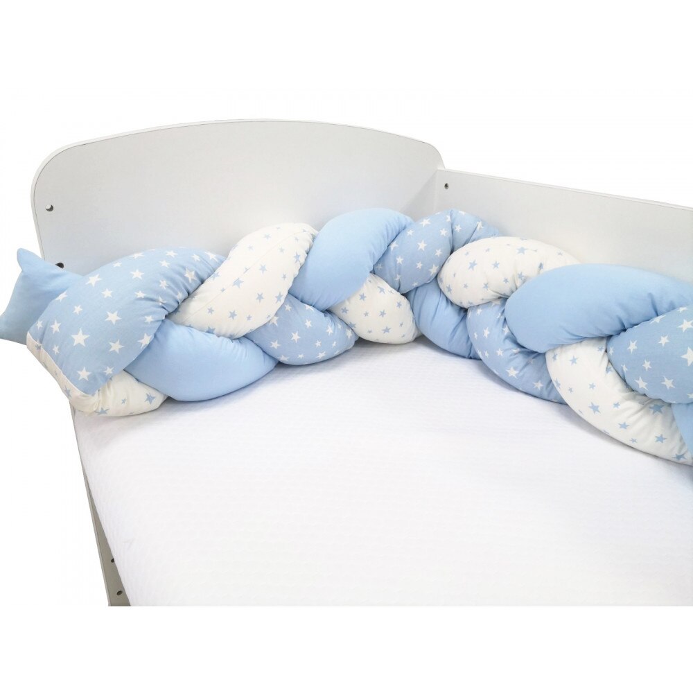 Protectie laterala pentru patut bumper impletit Nichiduta Blue Stars ...