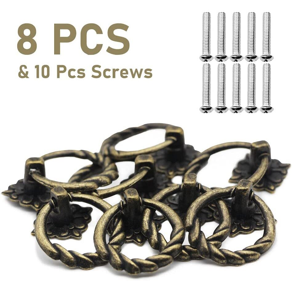 Set 8 manere model vintage pentru mobilier + suruburi, Aliaj zinc, 3 x ...