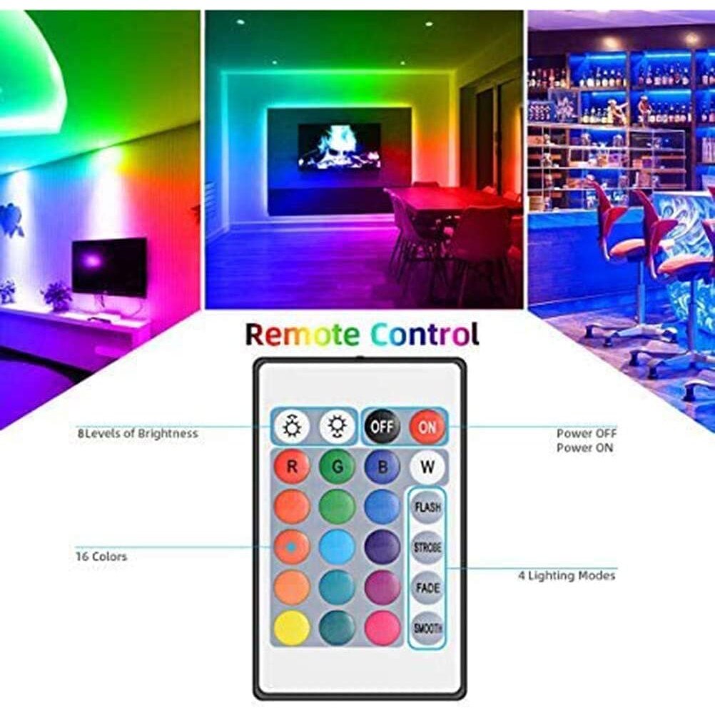 Banda LED, Banda adeziva, Telecomanda, USB, DC 5V, 5m, Multicolor - eMAG.ro