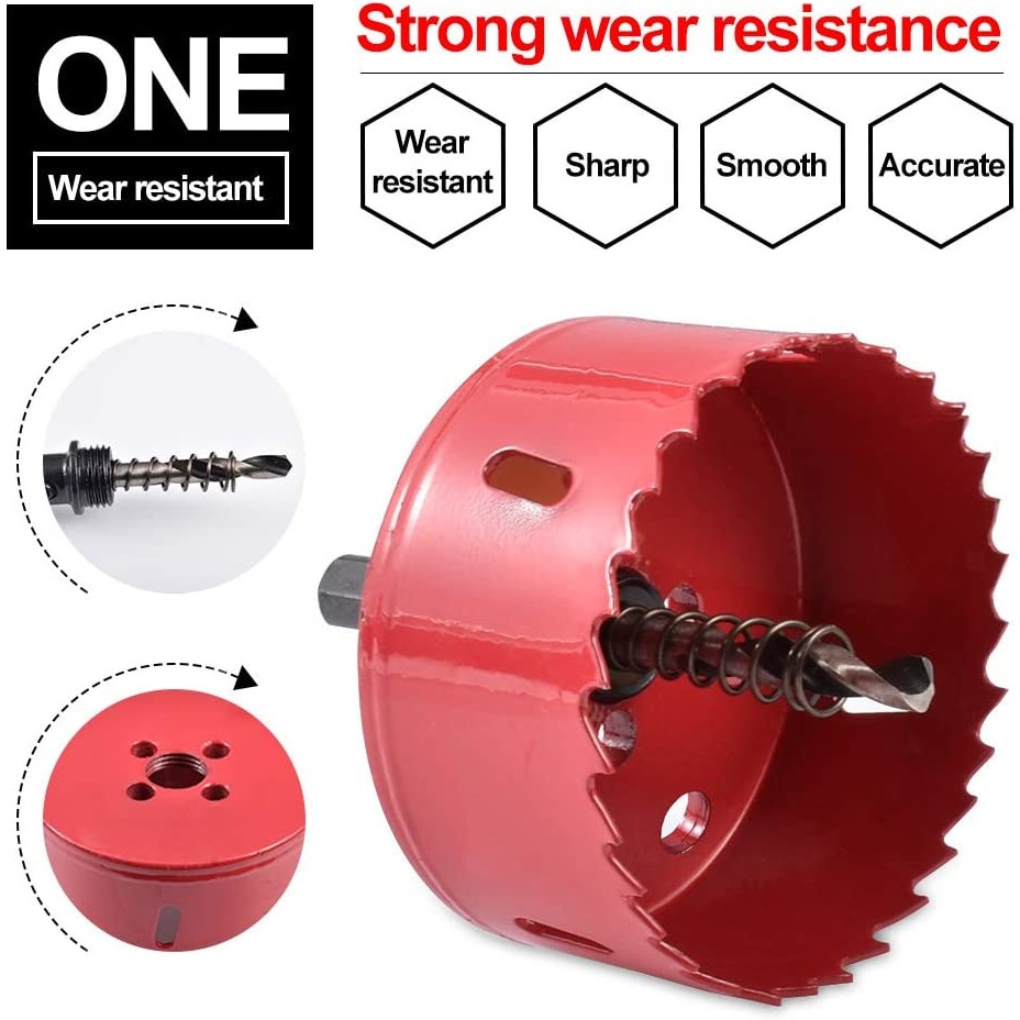 Carota cu gaura bimetal, 90 mm, M42 HSS, Otel, Rosu/Negru - eMAG.ro