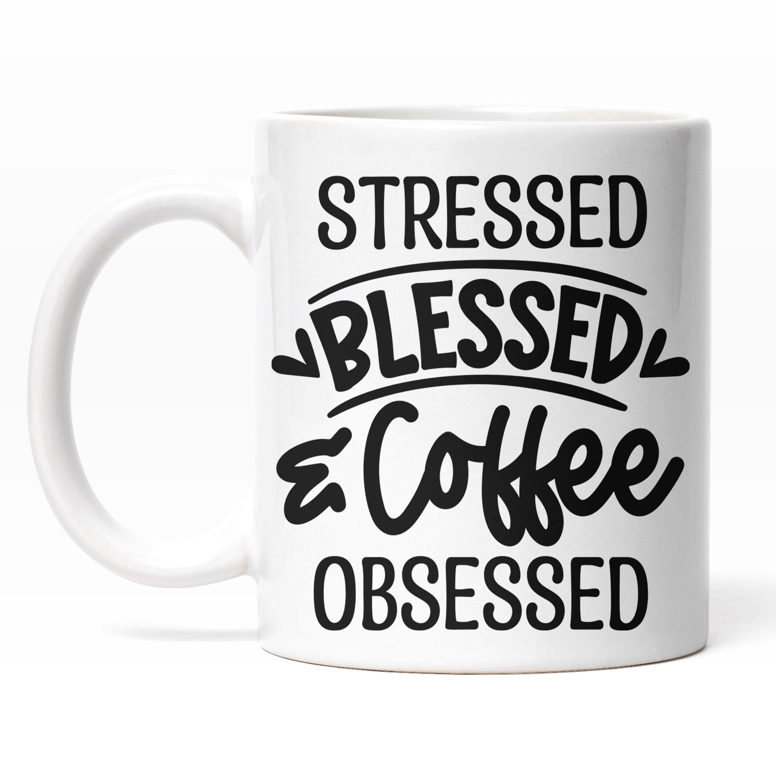 Чаша Cu Strssed Blessed Coffee Obsessed, голяма чаша за кафе, сутрешно ...