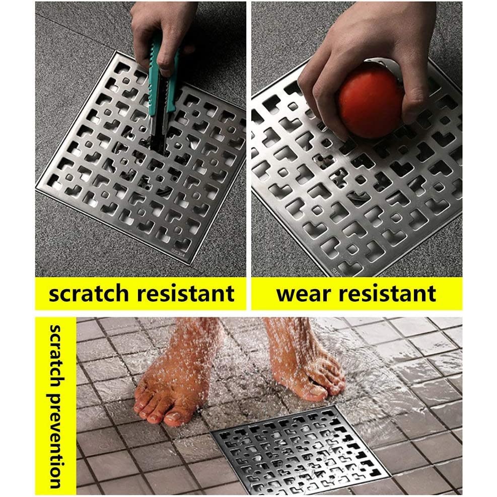 Scurgere pentru dus si pardoseala, Otel inoxidabil, 15×15 cm, Argintiu ...