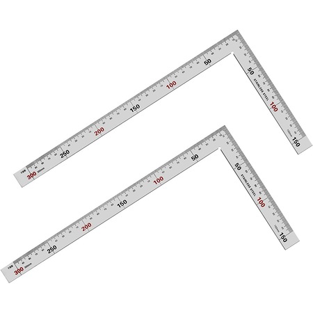 Set 2 rigle masurare, 150x300 mm, Unghi 90 de grade, Argintiu - eMAG.ro