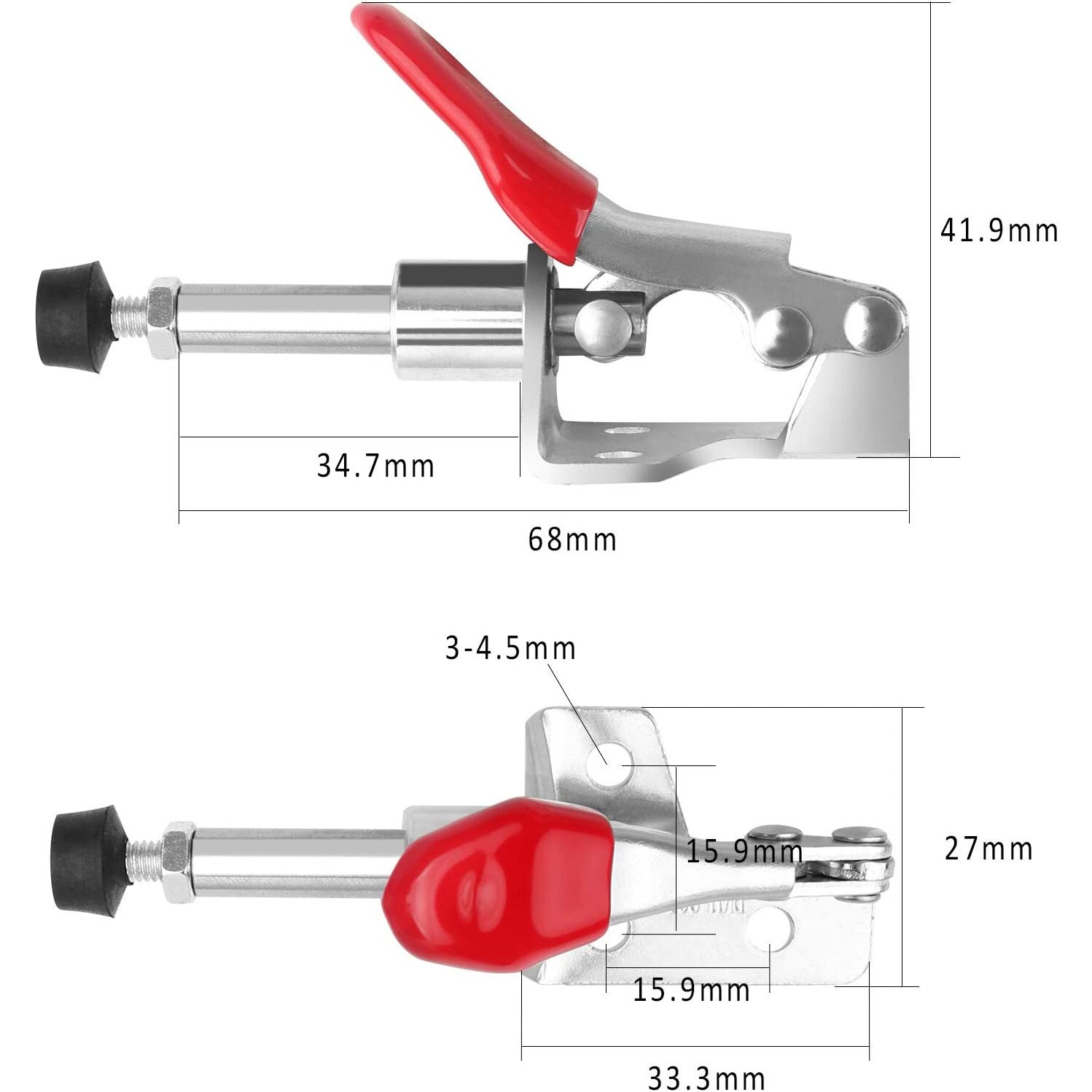 Set 5 cleme cu bascule, Otel/Silicon, 6.8 x 2.7 cm, Argintiu/Rosu - eMAG.ro