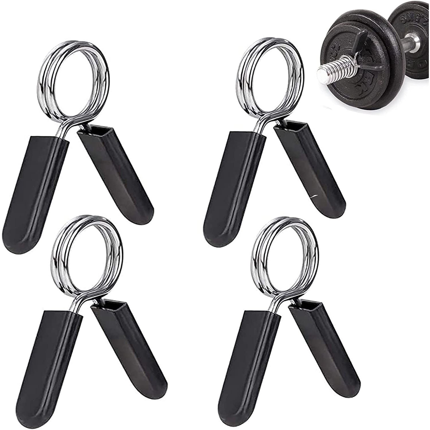 Set 4 cleme pentru gantere, ABS/Otel, Negru/Argintiu - eMAG.ro