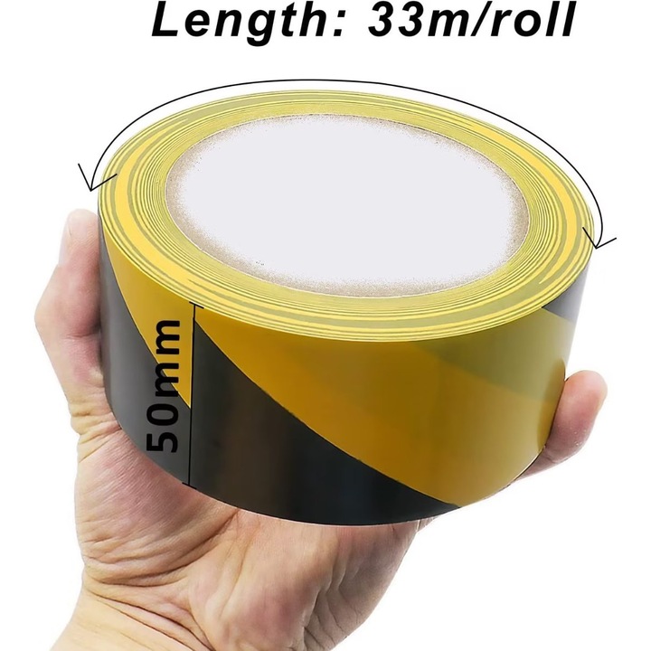 Set 4 role banda adeziva universala demarcare si semnalizare, Adeziv cauciuc, Rezistenta UV, 50 ...