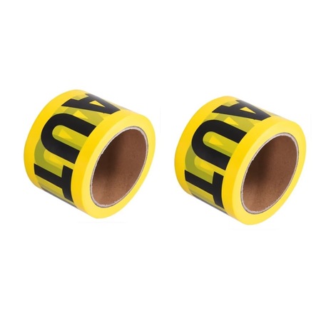 Banda de avertizare, 7.5cmx100m, 2 buc, Galben/Negru - eMAG.ro