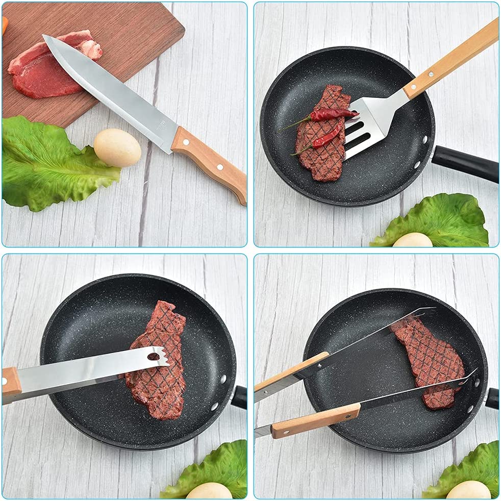 Set ustensile pentru gratar, Inox, 4 bucati - eMAG.ro