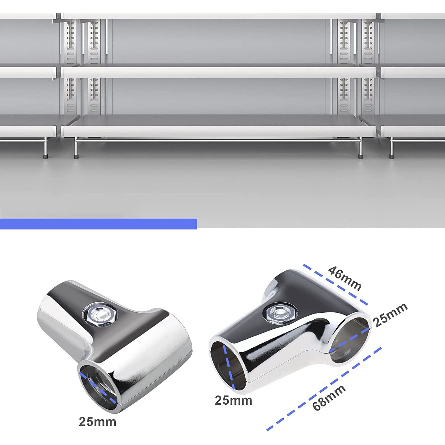Set de 2 suporturi pentru bara de dus, Aliaj, 25 mm, Argintiu - eMAG.ro