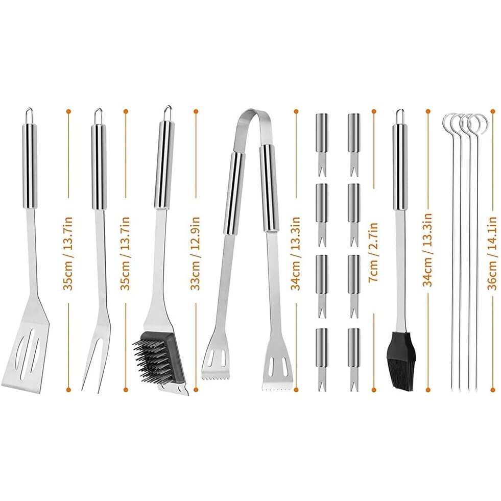 Kit de ustensile pentru gratar, Otel Inoxidabil, 20 bucati - eMAG.ro