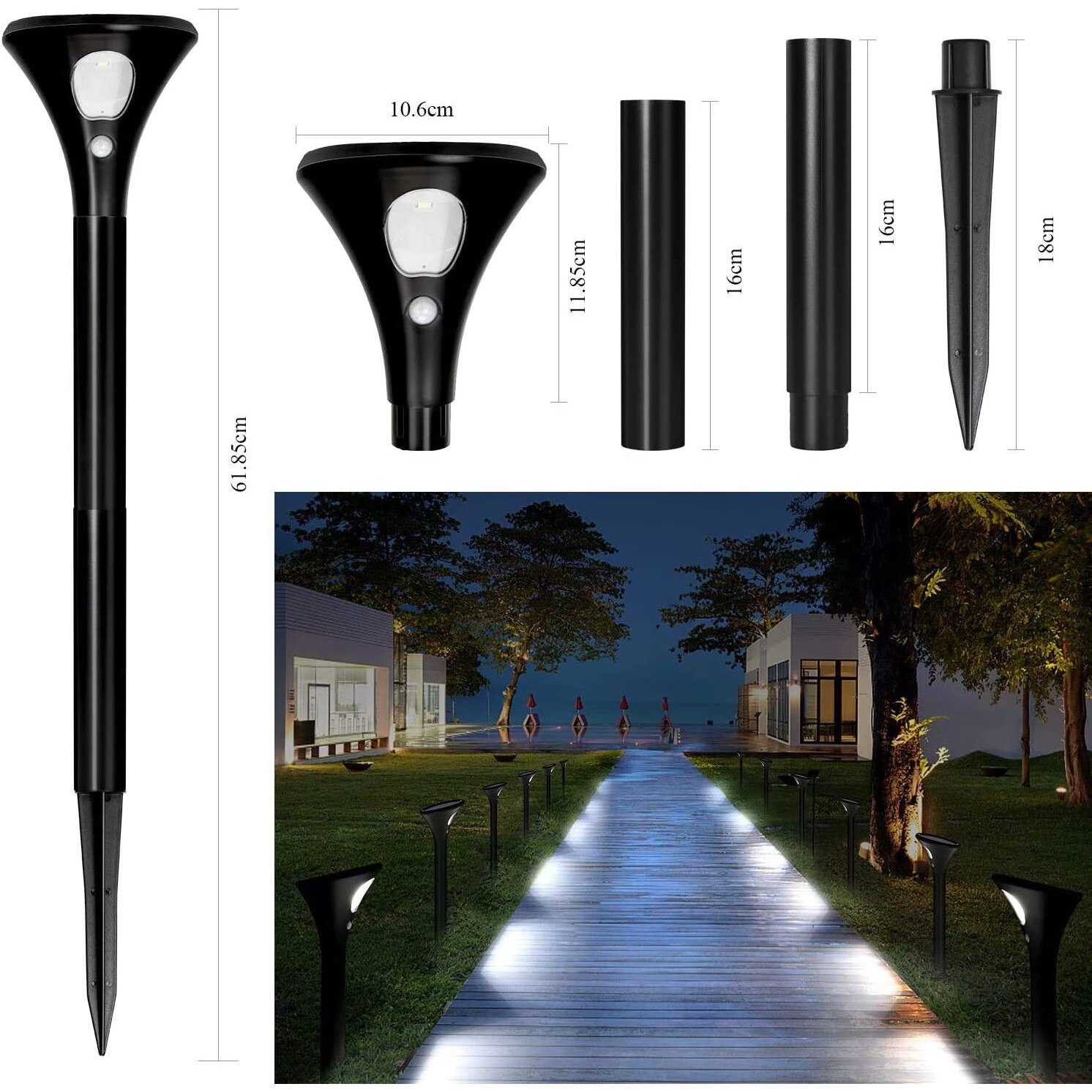Set 2 lampi solare pentru gradina, IP65, LED, ABS, Negru - eMAG.ro
