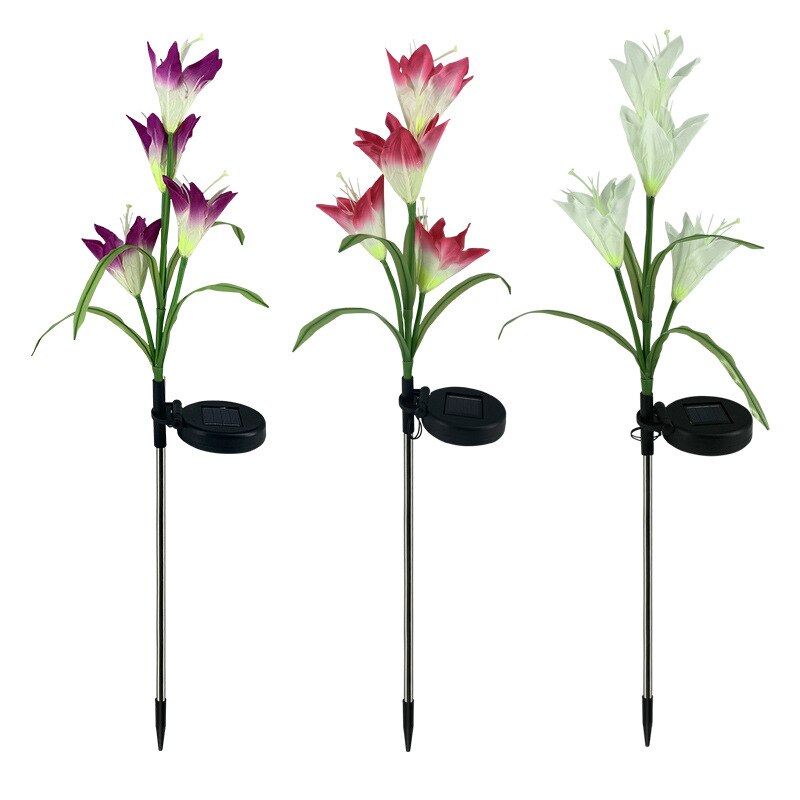 Set 3 lampi solare de gradina, LED, Model flori, Multicolor - eMAG.ro