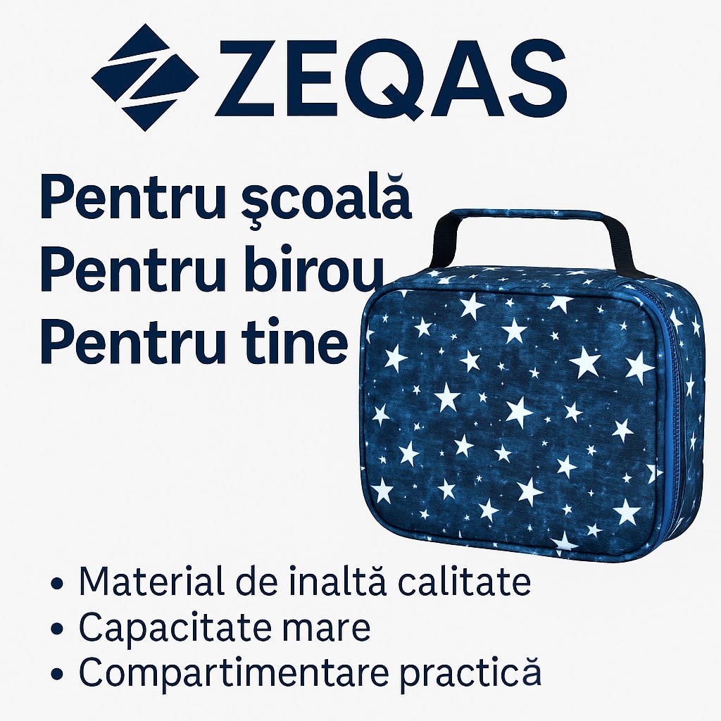Penar ZEQAS tip geanta, 4 compartimente, lavabil, 72 accesorii, Cu pix ...