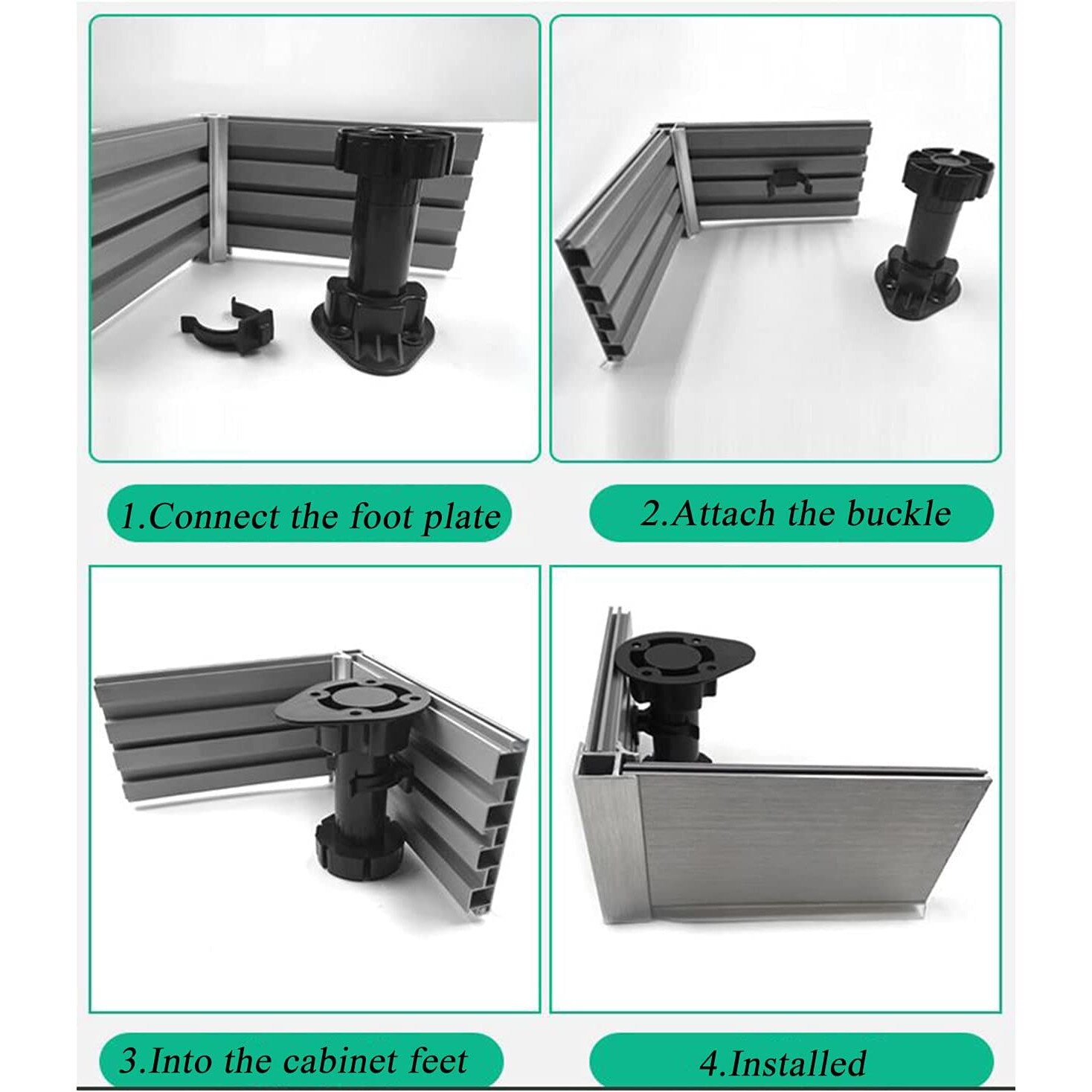 Picioare de mobila reglabile, plastic, 100 mm, cu cleme de fixare ...