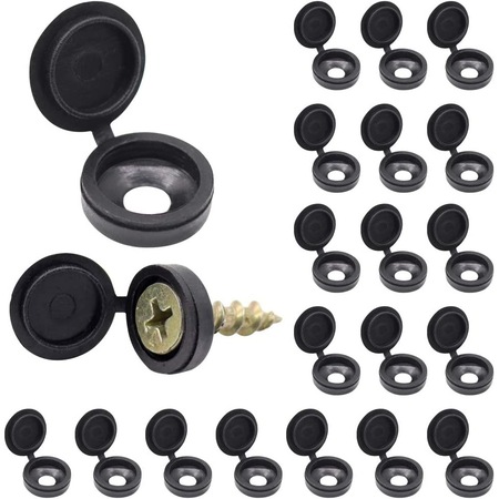 Set 100 capace pentru suruburi, Plastic, Negru - eMAG.ro