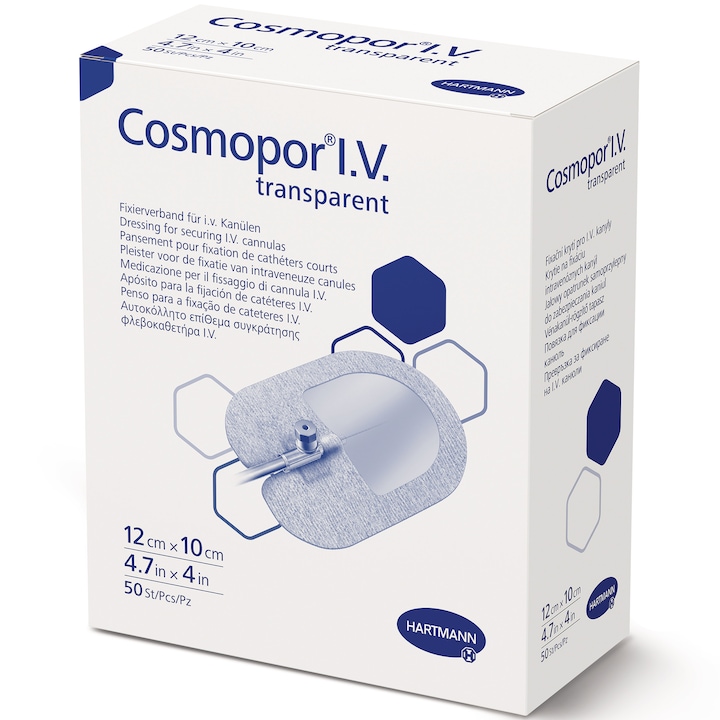 Plasturi sterili pentru fixarea branulelor Hartmann, Cosmopor I.V, 12 x ...