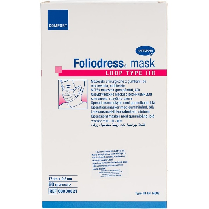 Masti chirurgicale Hartmann, Loop Tip IIR Foliodress Mask, 50 buc - eMAG.ro