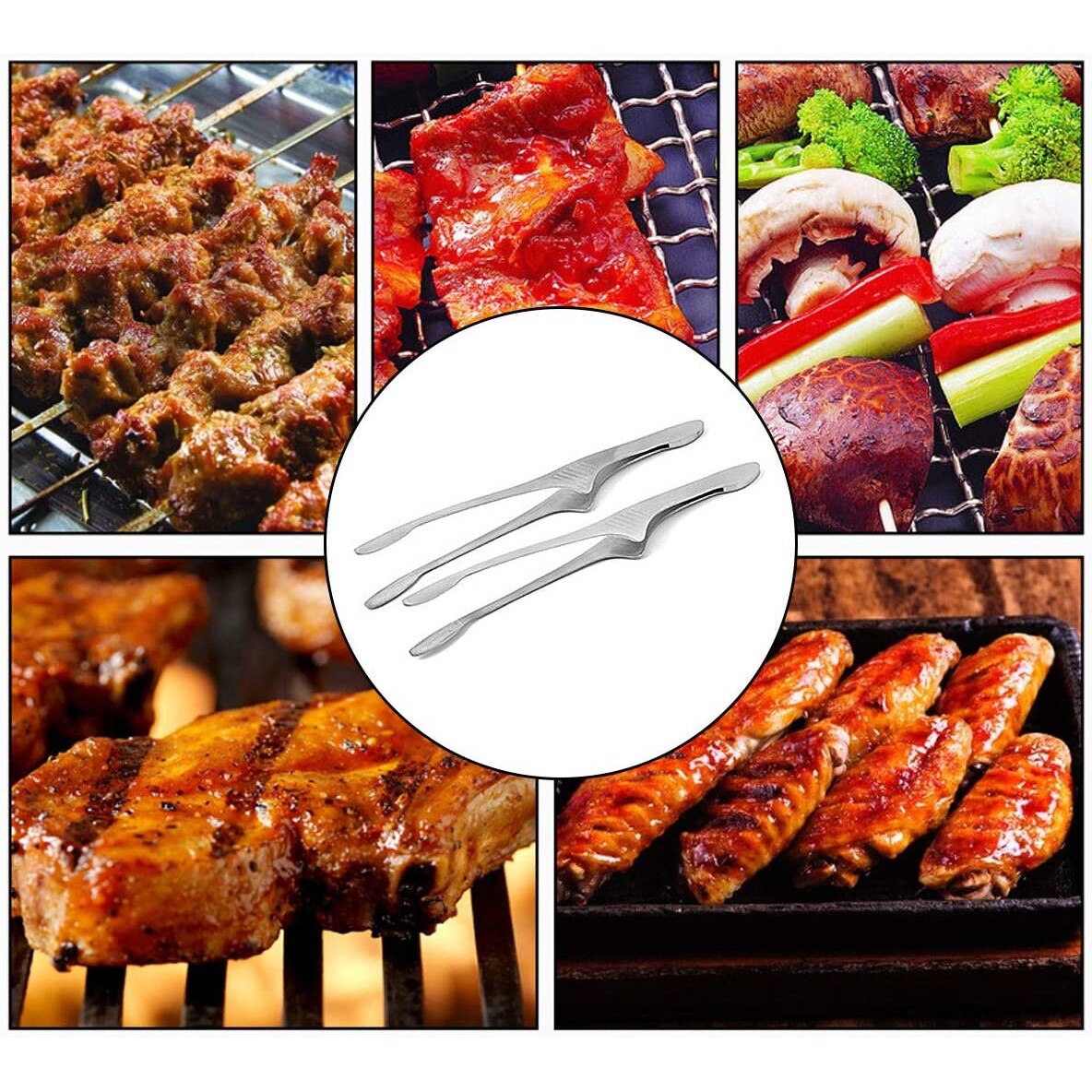 Set 2 clesti pentru gratar, 24 cm, Inox - eMAG.ro