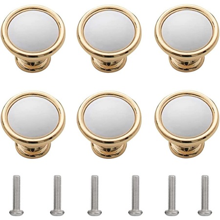 Set 6 manere pentru sertar, Metal, 36x28 mm, Alb/Auriu - eMAG.ro